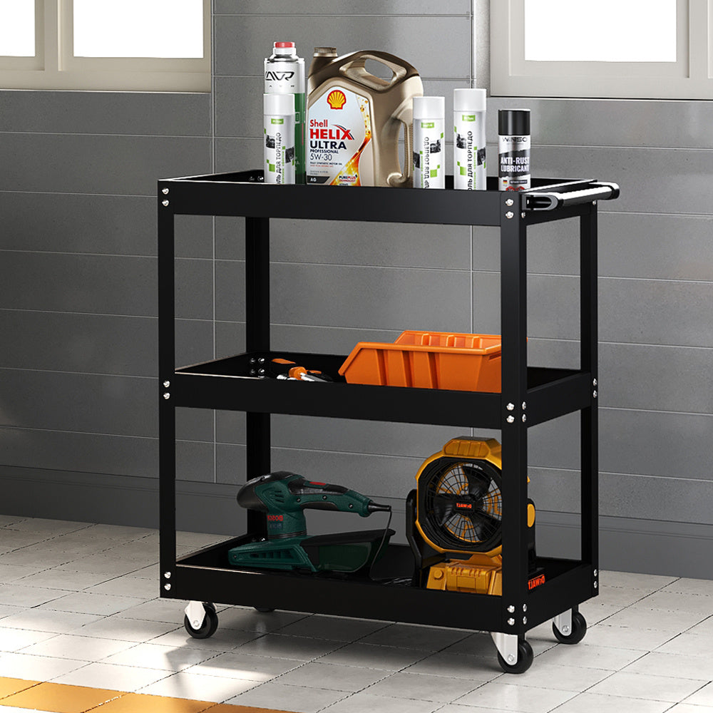 3Tier Rolling Tool Trolley with Lockable Drawer – Bathroom Deco