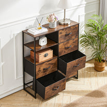 Medieval Style Wooden Storage Cabinet with Six Drawers – Bathroom Deco