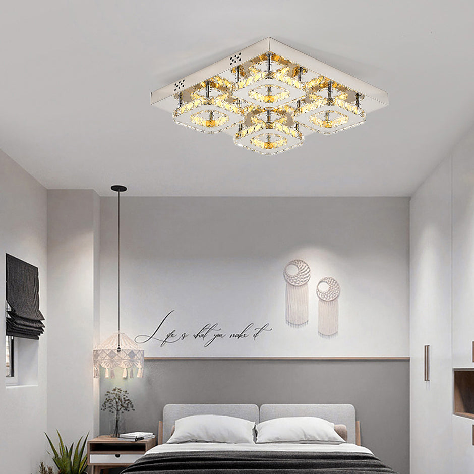 48W LED Ceiling Light Crystal Chandelier Pendant Lamp with Remote ...