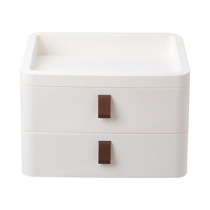 White Desktop Plastic Two Tier Drawer Organizer – Bathroom Deco