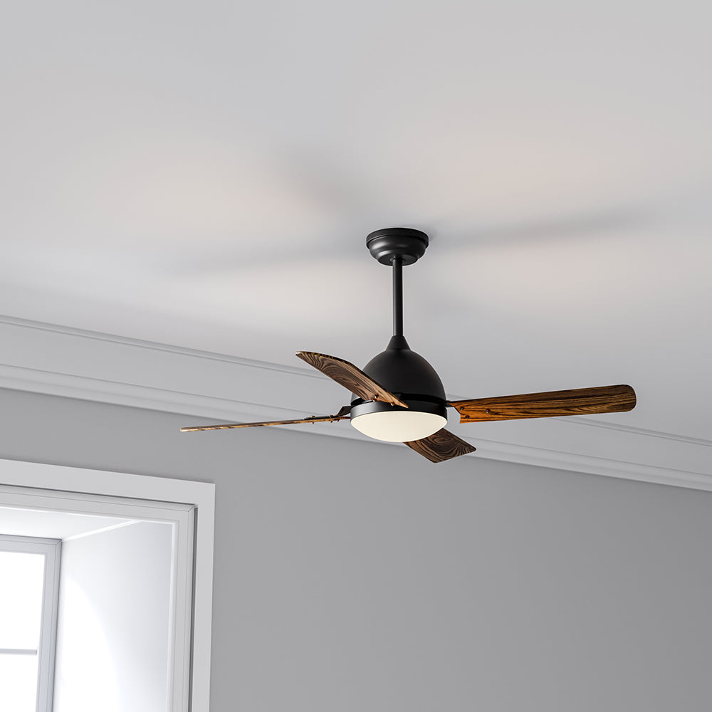 42 Inch Brown Ceiling Fan with LED Light Kit, 4 Blades and Remote Cont ...