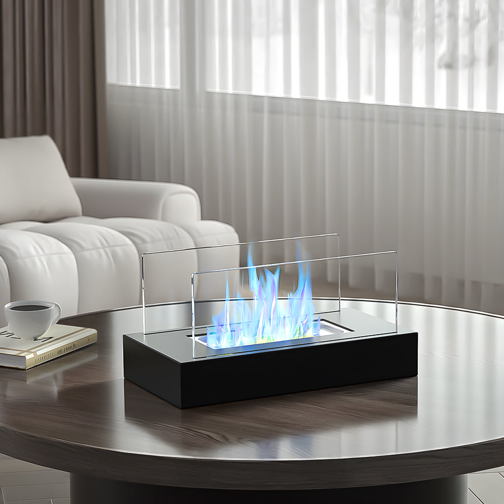 Square Bio Ethanol Tabletop Fireplace Large Base with Flame Guard ...