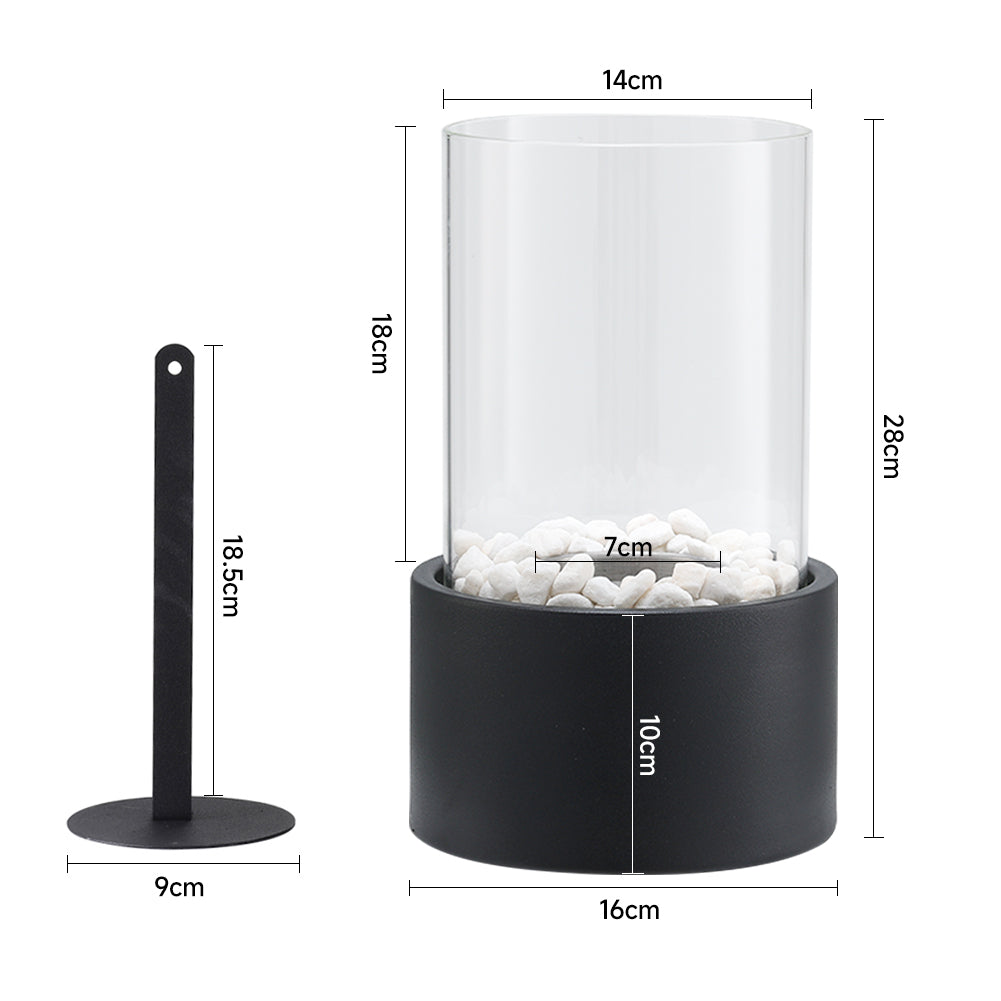 Round Bio Ethanol Tabletop Fireplace with Flame Guard – Bathroom Deco