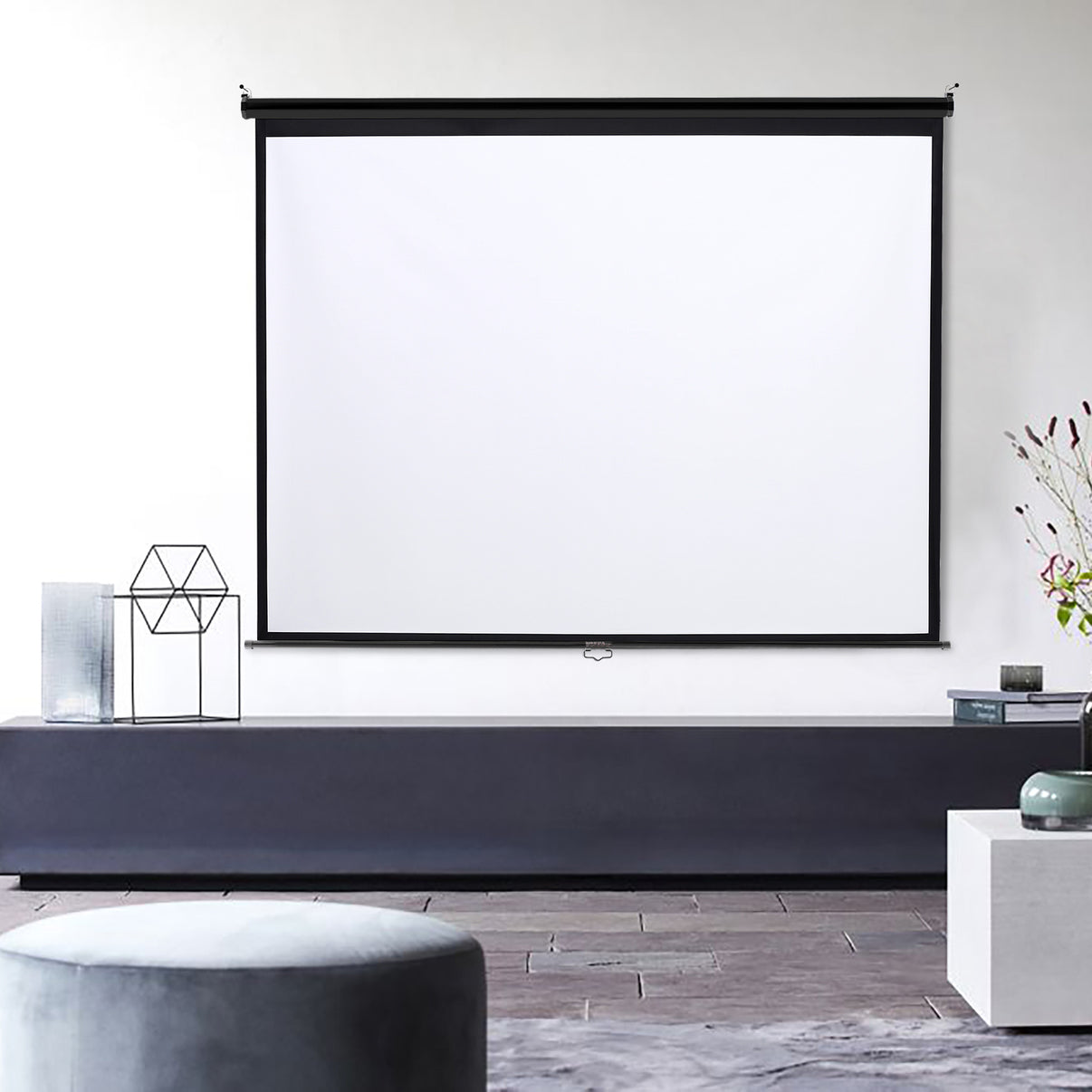 60 Inch HD Manual Pull Down Projector Screen – Bathroom Deco