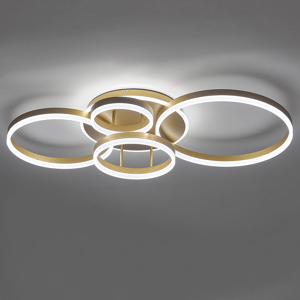 Modern Round LED Chandelier Ceiling Light 5 Circle Cool White ...