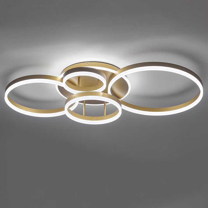 Modern Round LED Chandelier Ceiling Light 5 Circle Cool White ...