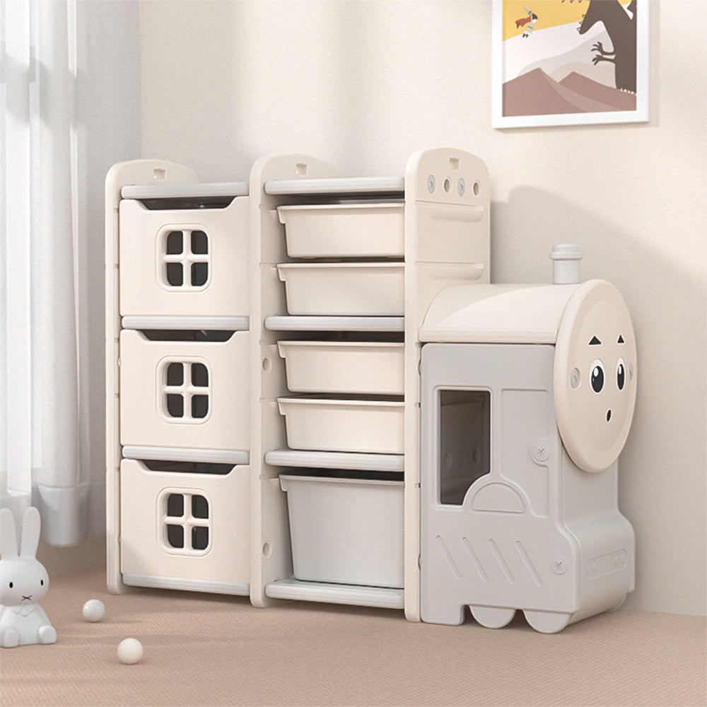 Gray Cute Toys Small Storage Rack for Kids Floor Standing Bus ...