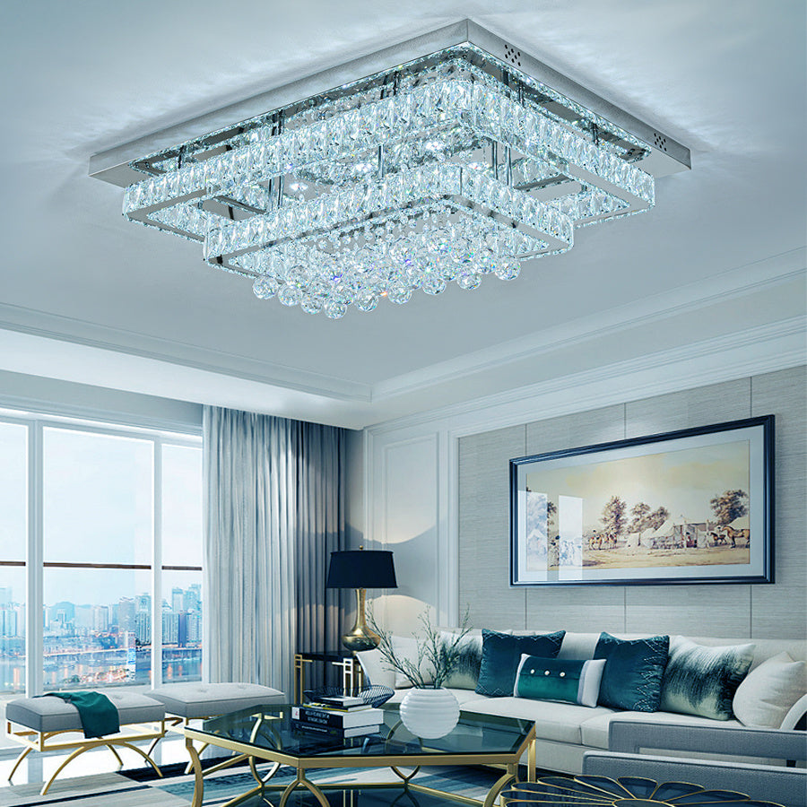 Modern Crystal LED Flush Mount Ceiling Light Fixture 80x60x20CM ...