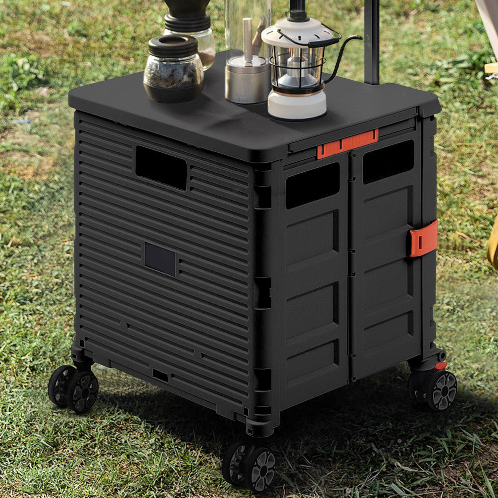 Black 55L Collapsible Rolling Utility Crate with Magnetic Lid and Adju – Bathroom Deco