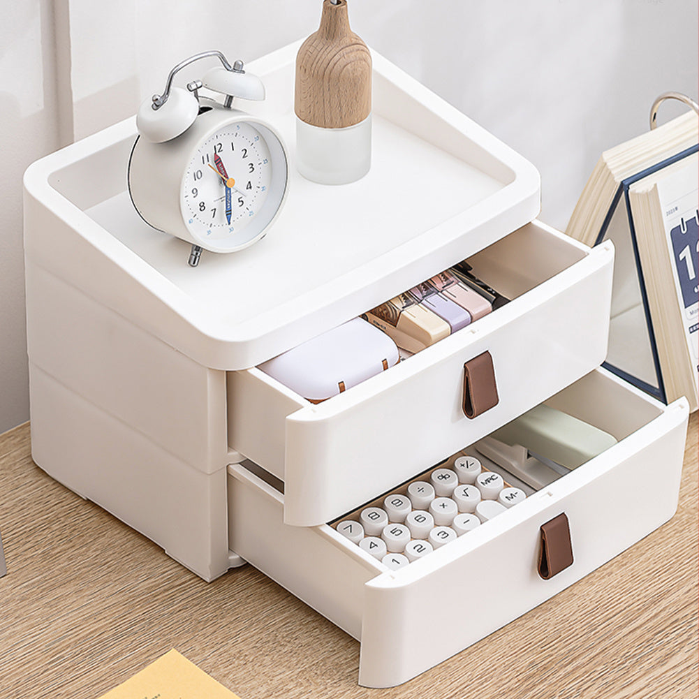 White Desktop Plastic Two Tier Drawer Organizer – Bathroom Deco