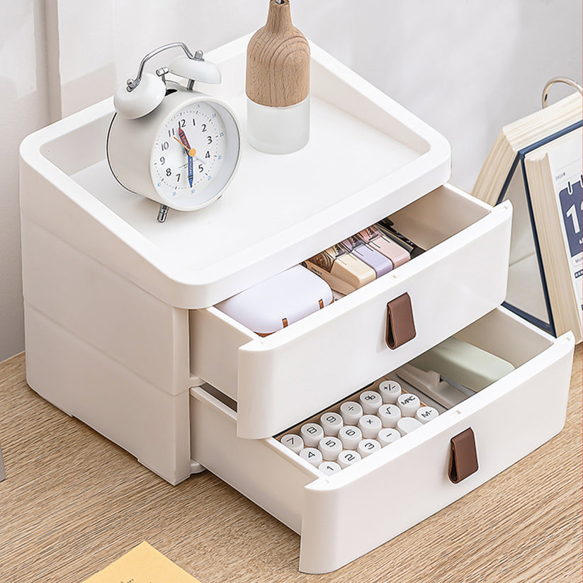 White Desktop Plastic Two Tier Drawer Organizer – Bathroom Deco
