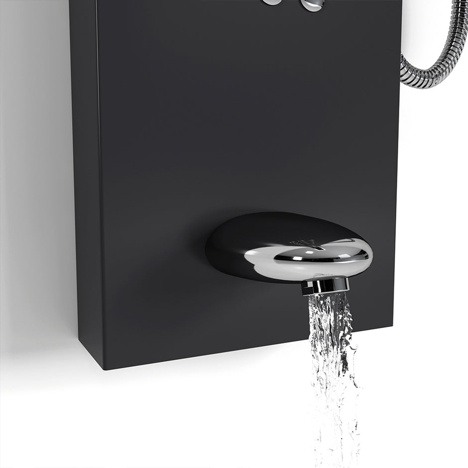 LED Temperature Display Shower Panel with 2 Body Jets Black – Bathroom Deco