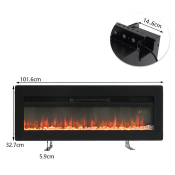 40 Inch Wall Mounted/Freestanding Electric Fireplace with Adjustable F ...