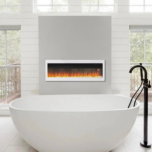40 Inch Wall Mounted/Freestanding Electric Fireplace with Adjustable F ...