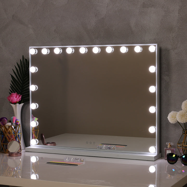 LED Lights Rectangular Makeup Mirror with Base 80x62cm – Bathroom Deco