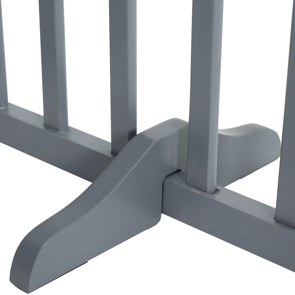 Foldable Wood Pet Free Standing Indoor Gate Grey 4 Panels – Bathroom Deco