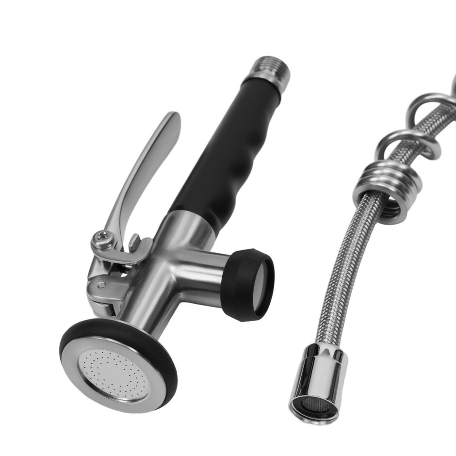Swivel Kitchen Mixer Tap Dual Spout with Pull Down Sprayer and Pot Fil ...