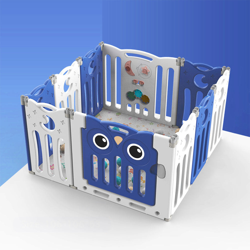 Kids Child Playpen Foldable Safety Gate Fence with Lock Blue 10 Panels ...