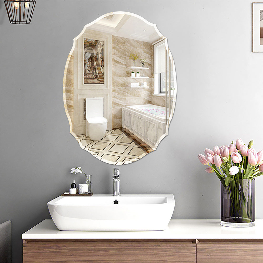600x400mm Bathroom Mirror Irregular Wall Mirror with Beveled Edge