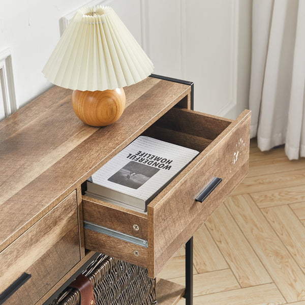 Slim Hallway Console Table with 2 Drawers and Lower Shelf – Bathroom Deco