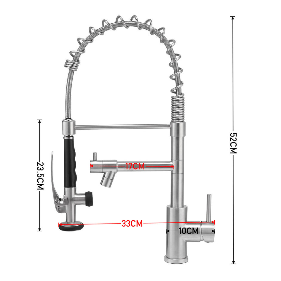 Swivel Kitchen Mixer Tap Dual Spout with Pull Down Sprayer and Pot Fil ...
