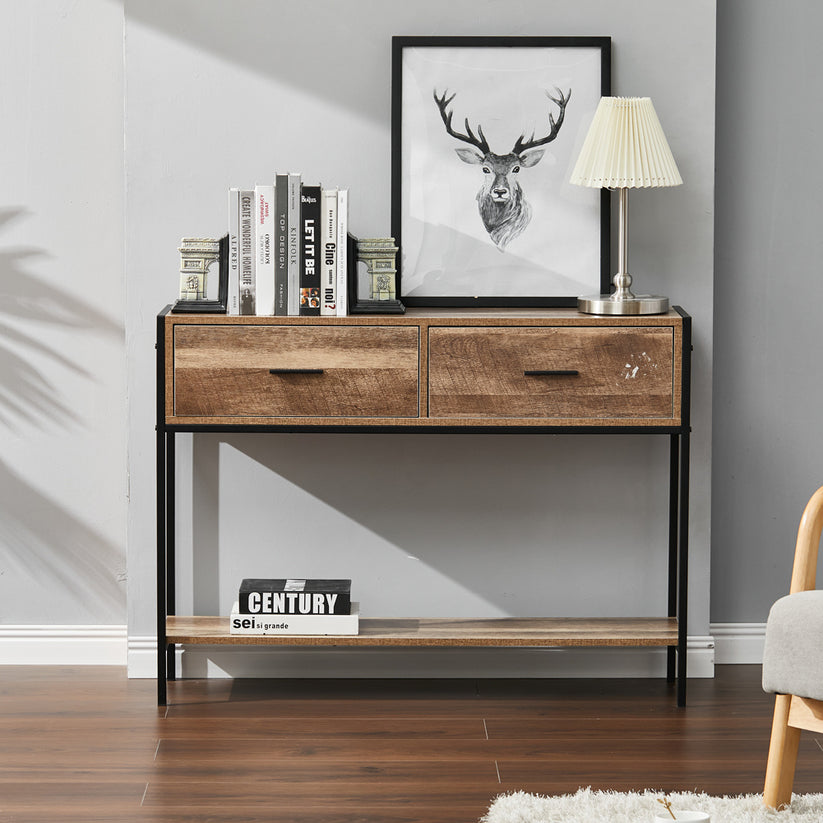 Slim Hallway Console Table with 2 Drawers and Lower Shelf – Bathroom Deco