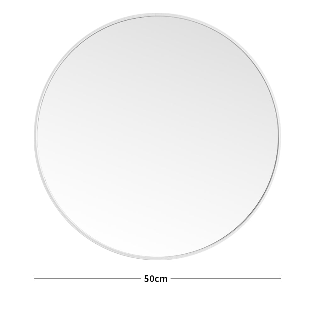 50cm Nordic White Framed Bathroom Mirror Round Wall Mounted Mirror ...